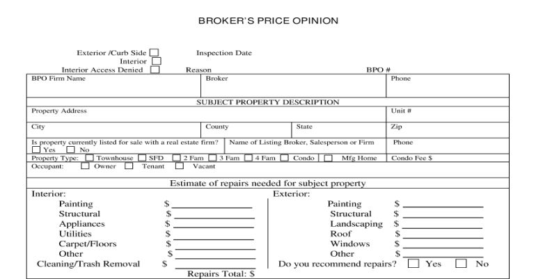 What’s a Broker Price Opinion (BPO)? - Bakersfield Real Estate Experts ...